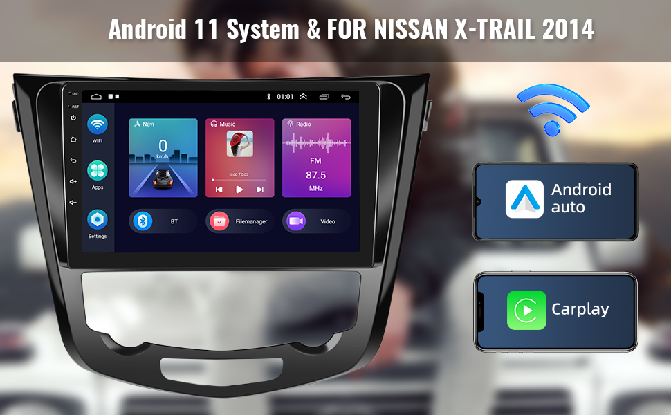 Podofo Android 11 Autoradio Für Nissan X-Trail Qashqai J11 Rouge 2014-2018 2+32G Carplay ...