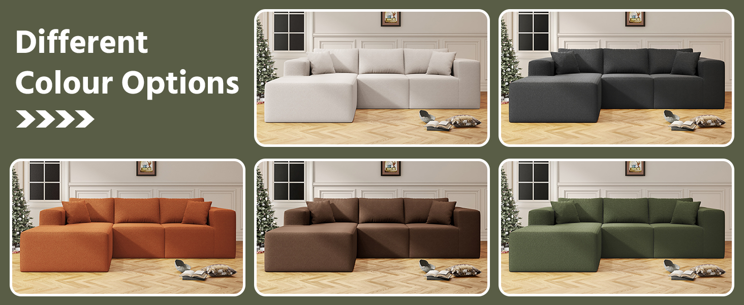 108 Cloud Sectional Couch With L Shape Chaise4 Seat Modern Modular Sofa With Deep