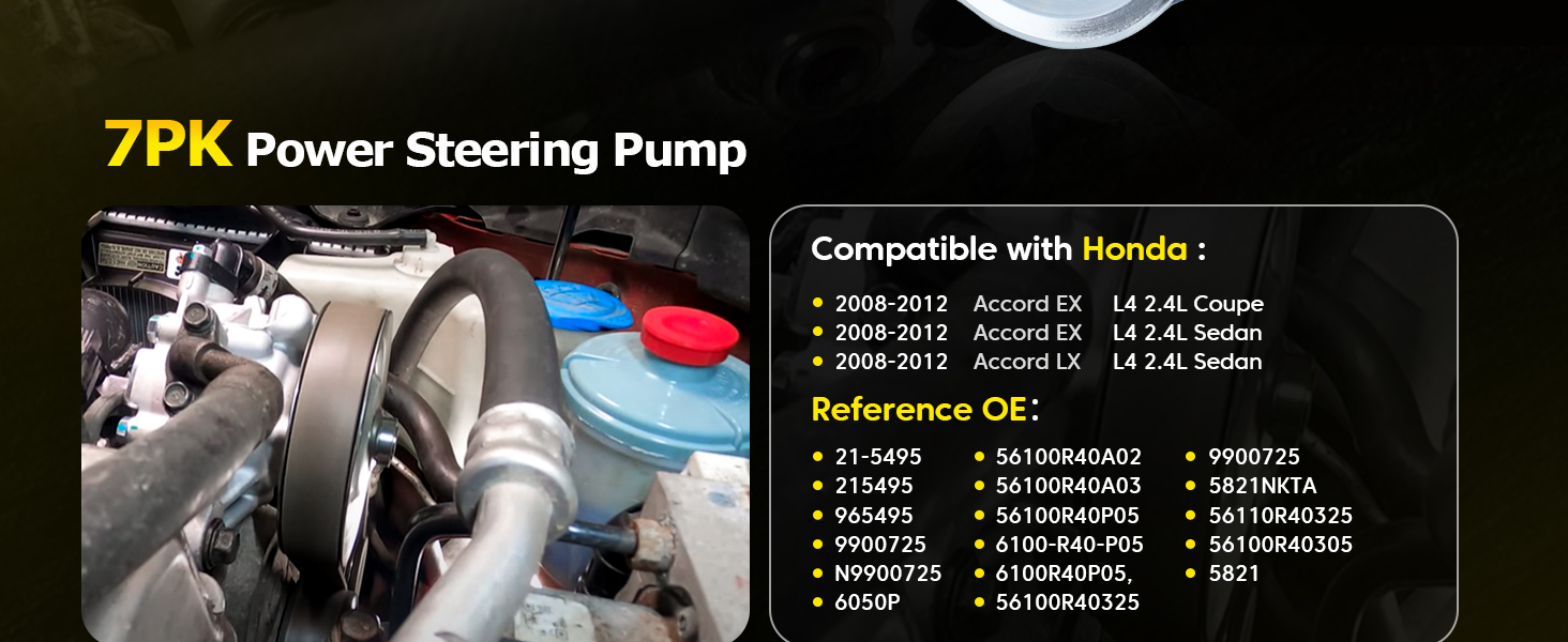 Amazon.com: Power Steering Pump 21-5495 with 7PK Pulley Compatible with Honda Accord 2008 2009 ...