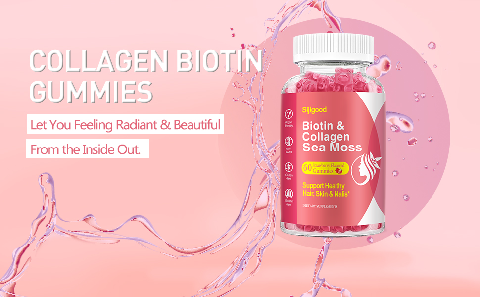 Amazon.com: Vegan Collagen Gummies with Biotin, Sea Moss, Keratin, Hyaluronic Acid, Vitamin for ...