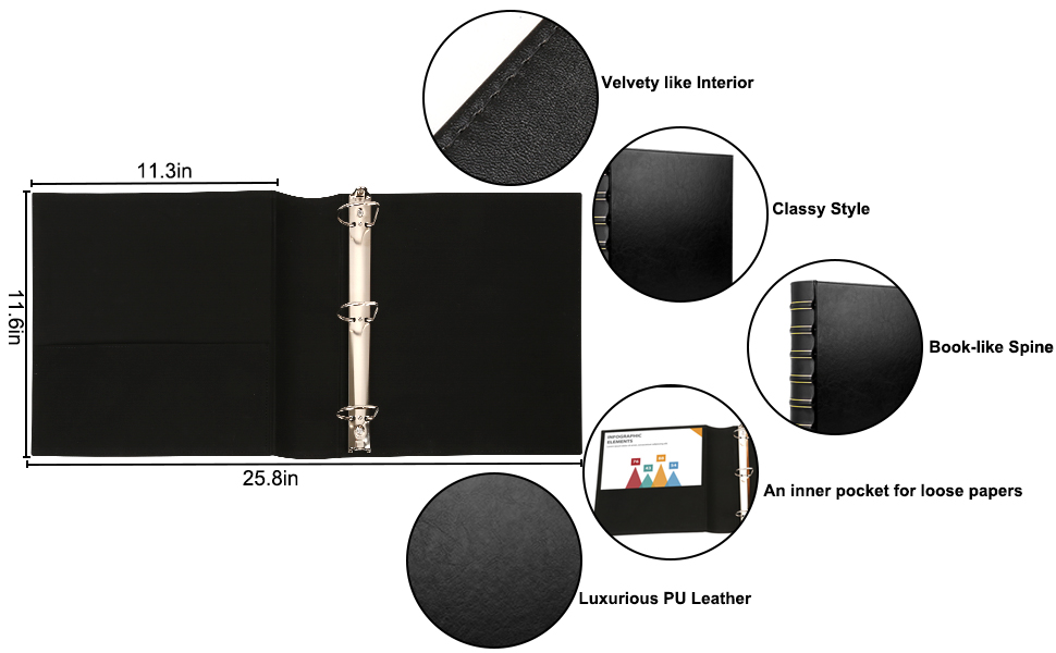 Amazon.com : LETVPVOW Vintage Hardback 3 Ring Binder 2 Inch ...