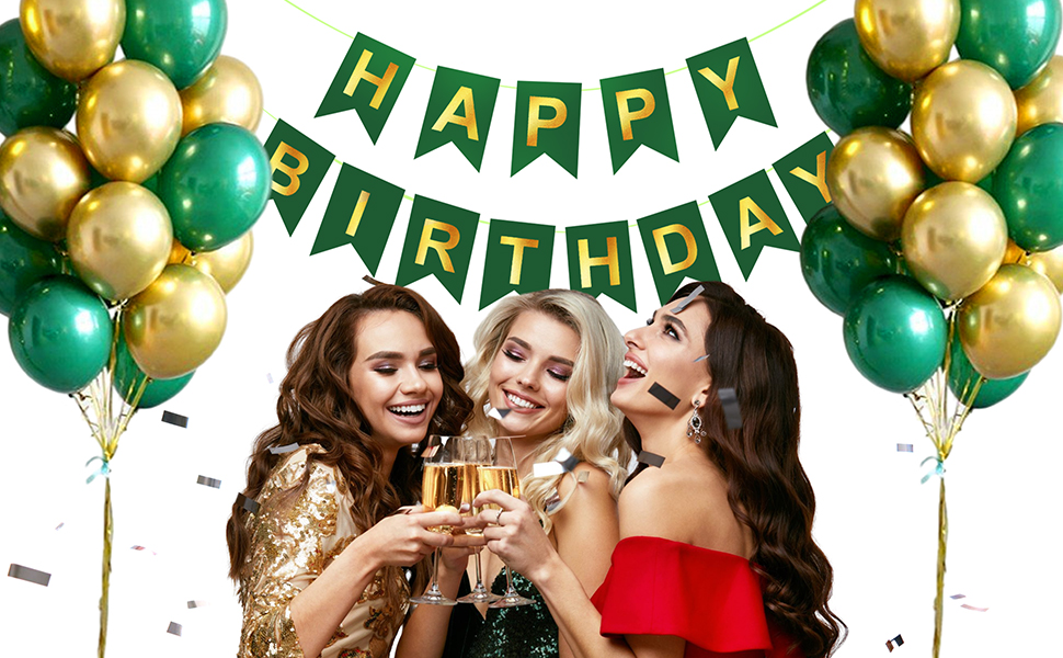 Green Gold Birthday Party Decorations 100pcs Hunter Gold Green Balloons Garland Arch Kit Pre ...