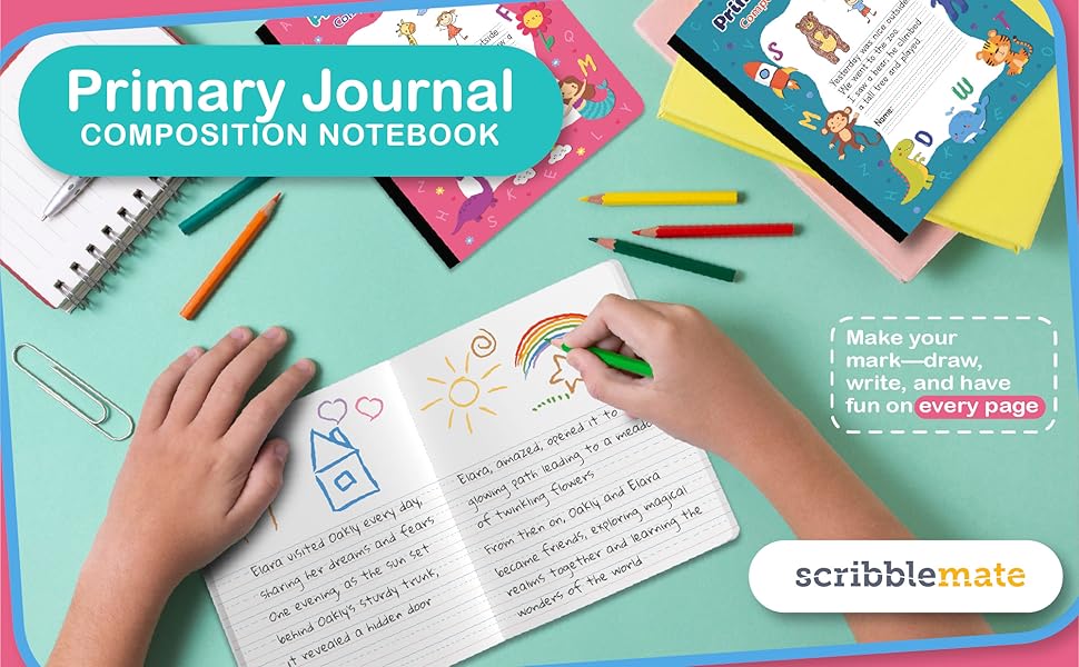 Amazon.com : Primary Journal Grades K-2, Primary Composition Notebook K-2, Assorted Colors ...