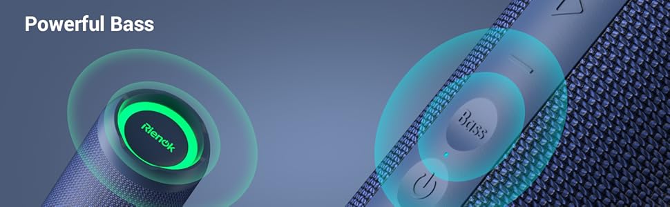 RIENOK Enceinte Bluetooth portable 30 W avec bouton de basse IPX7 étanche sans fil stéréo HD ...