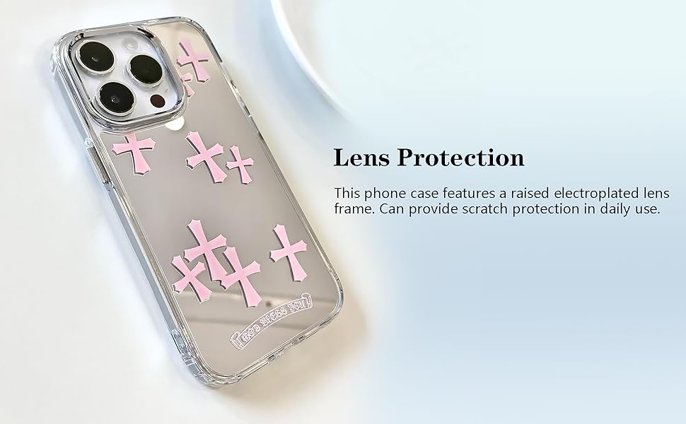 Amazon.com: xoniery Compatible with iPhone 14 Cute Glossy Mirror Back Case,Black Cross Pattern ...