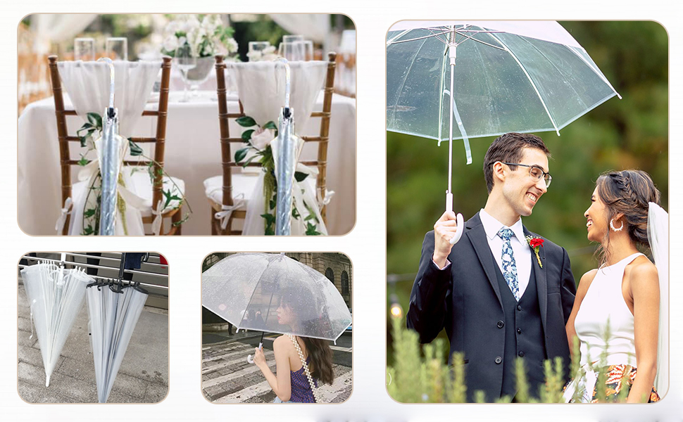 Amazon.com: Merkaunis 30 Pack Clear Wedding Umbrellas Bulk Auto Open Clear Stick Umbrellas ...