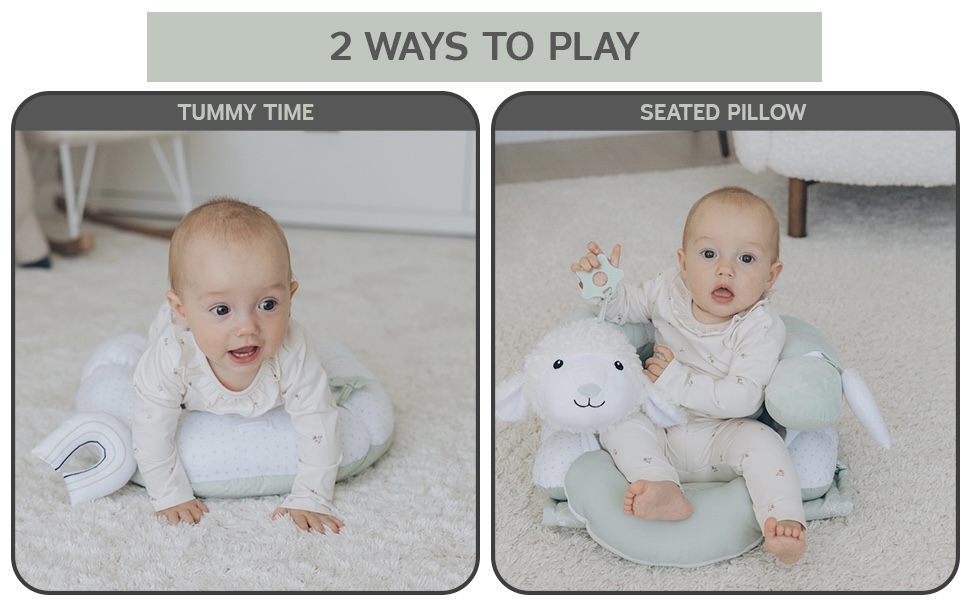 Amazon.com : 2 in 1 Tummy Time Mat and Seated Support Pillows - Newborns and Older Babies ...