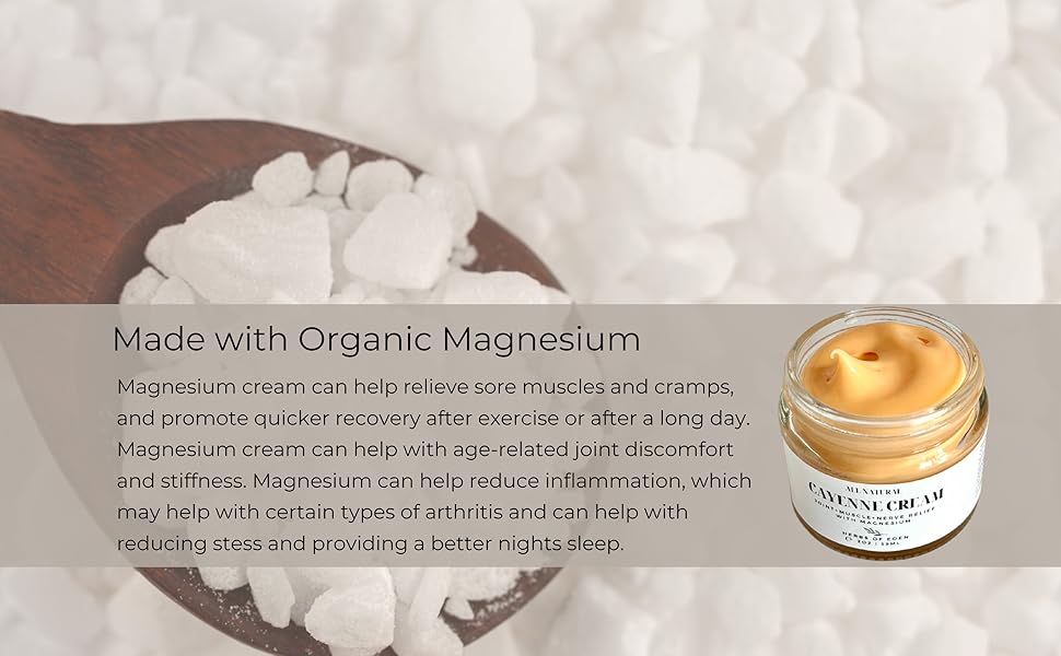 Amazon.com: Organic Cayenne Arnica Cream Rub with Magnesium for Muscle Joint Nerve Neuropathy ...