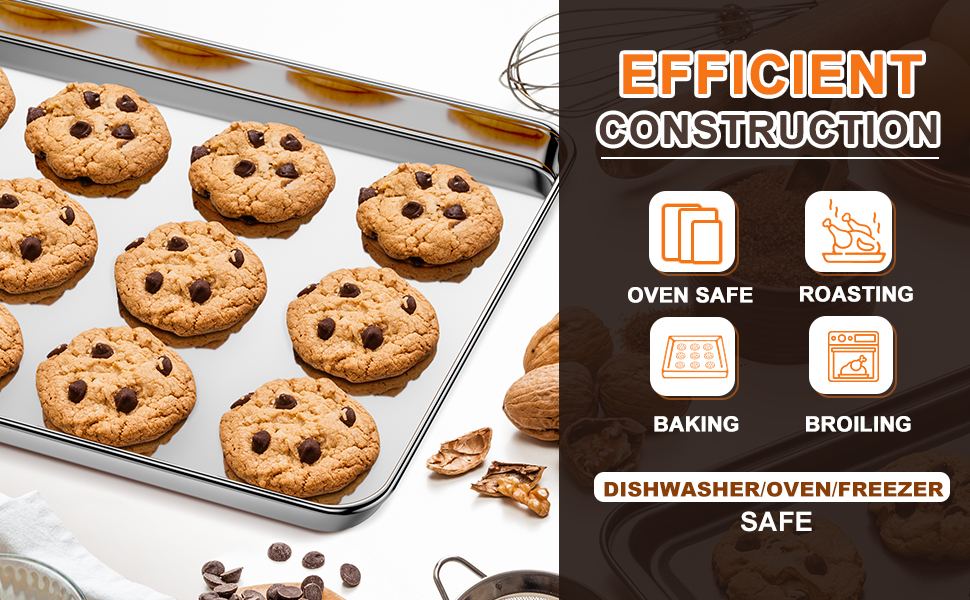 Amazon.com: Baking Sheet Set of 2, Commercial Grade Stainless Steel ...