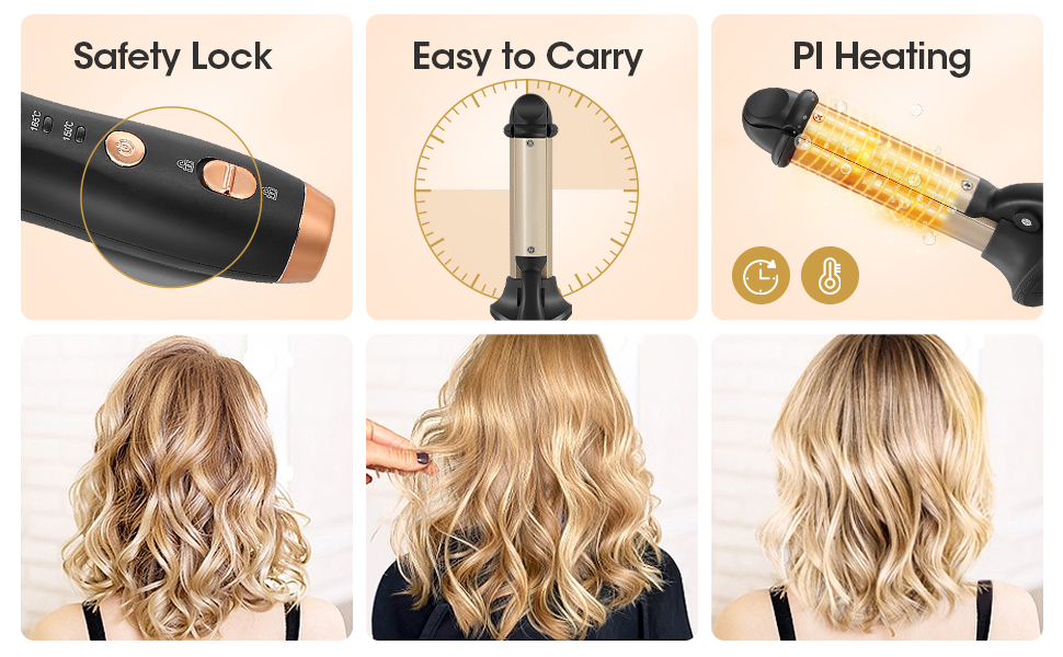 Cordless 2 in 1 Travel Mini Hair Curler and Straightener for Short Hair, Portable Curling Iron ...