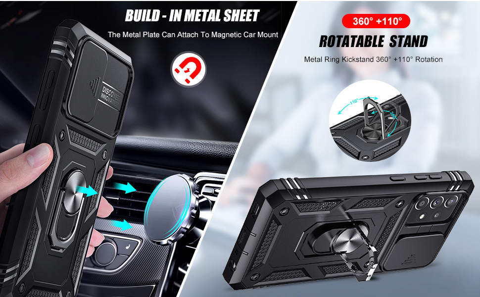 LeYi for Samsung Galaxy A52 5G/A52S Case with Slide Camera Cover and 2 Tempered Glass Screen ...