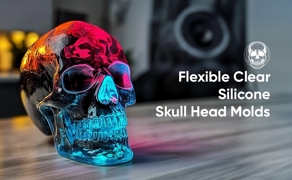 Amazon.com: 3D Resin Skull Molds, Flexible Clear Silicone Skull Head Molds - 3 Pack for Candle ...