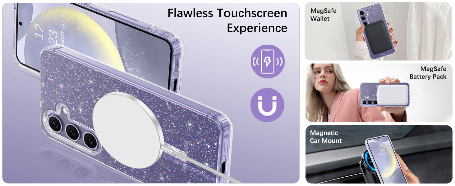 Amazon.com: BENTOBEN Compatible with Samsung Galaxy S24 Case, Clear Glitter Samsung S24 Phone ...