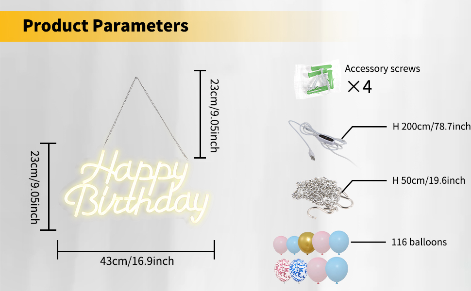 Amazon.com : Happy Birthday Neon Sign for Wall Decor, Warm White LED Neon Lights, Versatile Neon ...