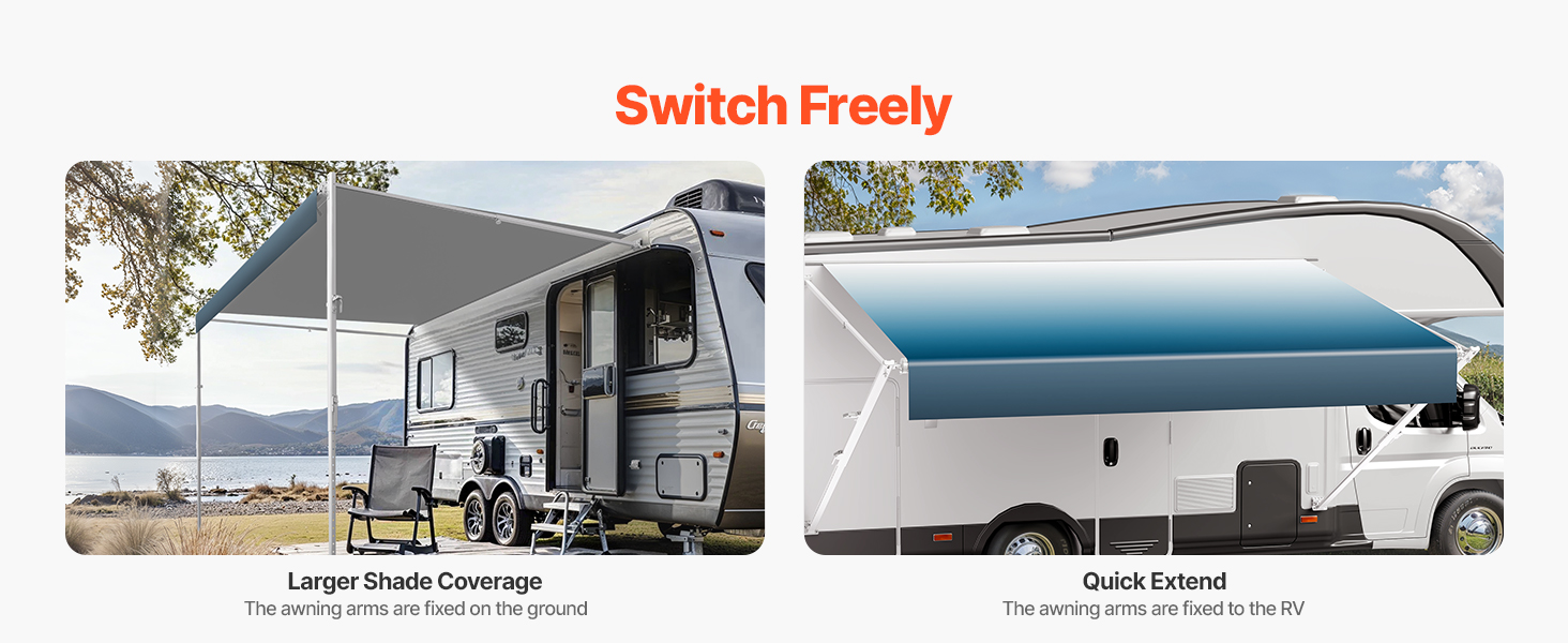 Amazon.com: VEVOR Manual RV Awning Complete Kit, 15' Retractable Awning with Aluminum Alloy ...