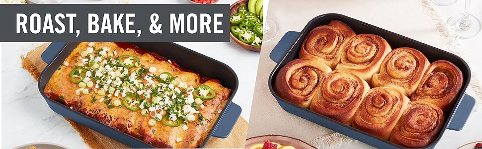 Amazon.com: Zakarian by Dash 9" X 13" Nonstick Cast Iron Baker, Rust Resistant, Oven Safe, Easy ...