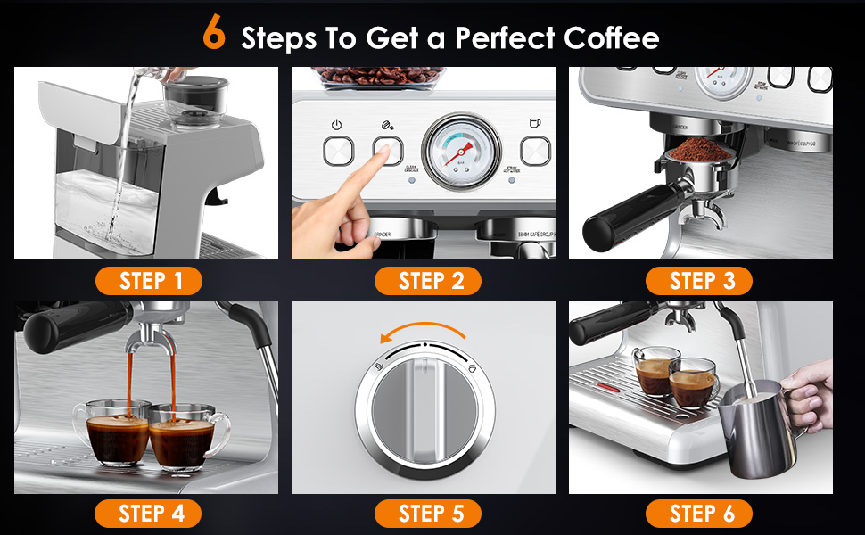 Amazon.com: Joy Pebble Espresso Machine,15 Bar Professional Espresso Maker with Barista Coffee ...