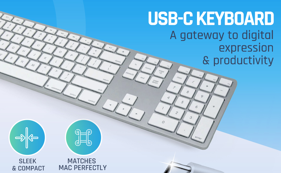 Amazon.com: Matias Wired USB C Keyboard for Mac with Numeric Keypad - Mac Keyboard Compatible ...