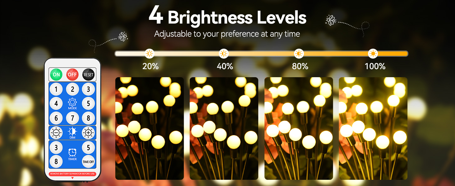 Cnkeeo Solar Firefly Lights with Remote, 4 Pack Solar Lights Outdoor Waterproof, Solar Pathway ...