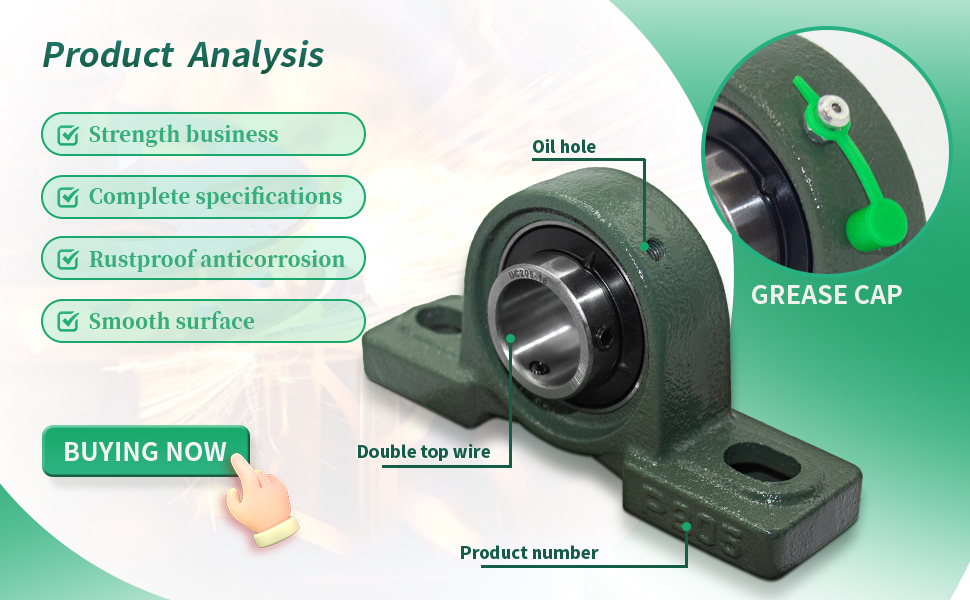 Grewirifc UCP205-16 Pillow Block Bearings (2 Pack) - 1 inch Bore, 2 Bolt Flange Mounted, Solid ...