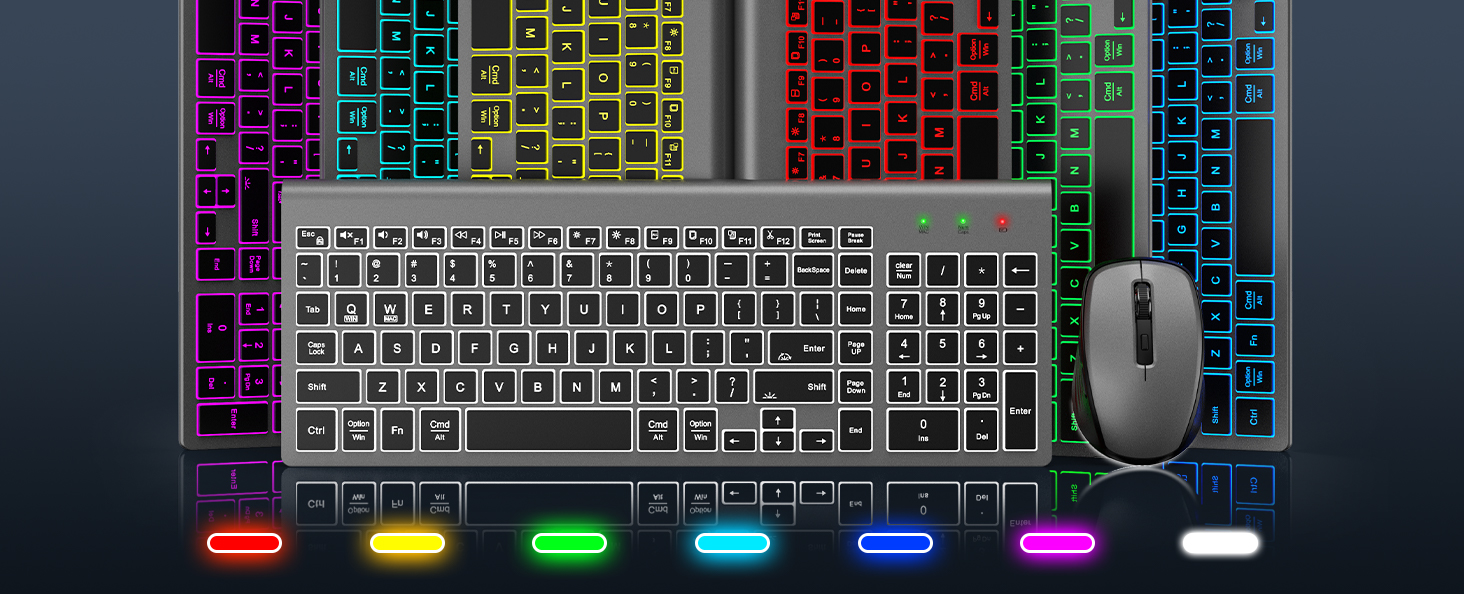 Sablute Wireless Keyboard And Mouse Combo Backlit Compact Quiet Keyboard With Rgb