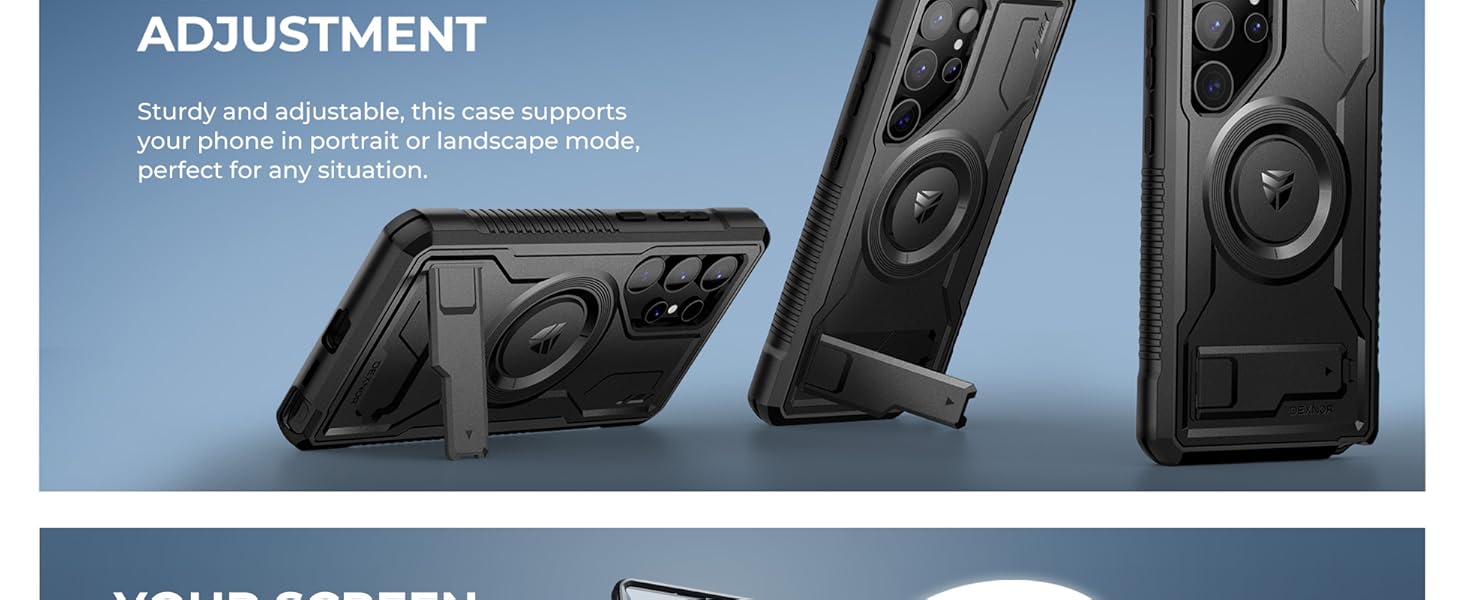 Dexnor Magnetic Case for Samsung Galaxy S24 Ultra Case with Adjustable Kickstand & 2 Front ...
