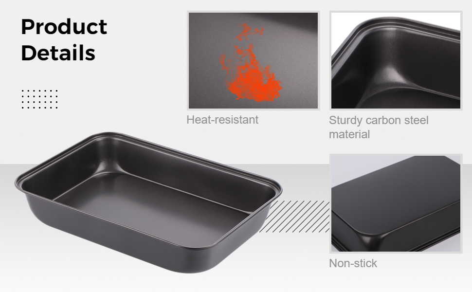 3 PCS Non-Stick Oven Baking Trays, Carbon Steel Roasting Trays, 3-Sized ...
