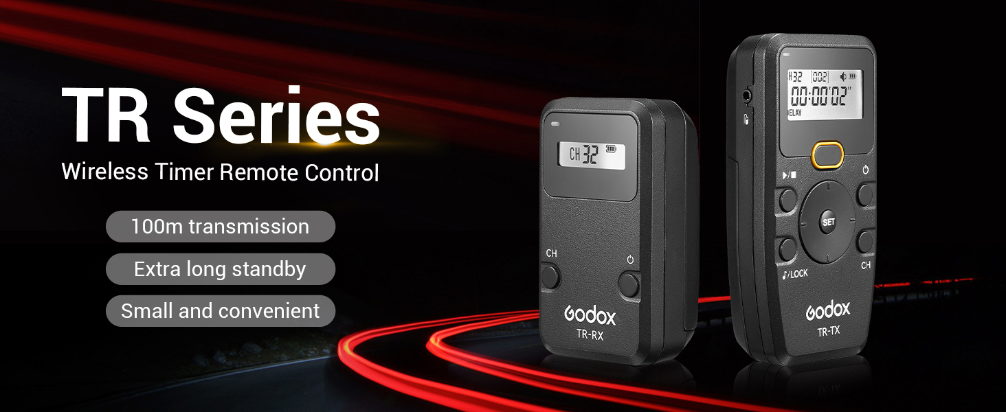 Godox TR Series Wireless Shutter Release Kit for Nikon, Built-in 2.4G Wireless Timer Remote ...