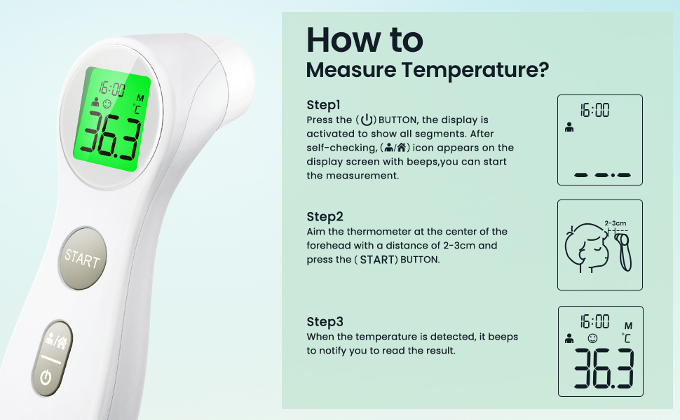 Forehead Thermometer for Adults Kids, No-Touch Infrared LCD Display Digital Baby Thermometers ...