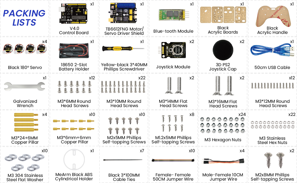 KEYESTUDIO 4DOF Robot Arm Kit for Arduino, Electronic Coding Robotics w ...