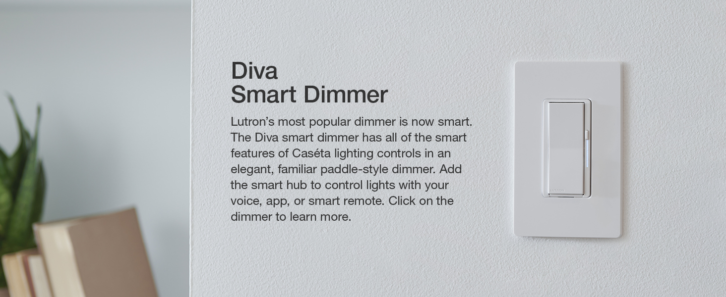 Lutron Diva Smart Dimmer Switch with Wallplate and Pico Smart Remote for Caseta Smart Lighting ...