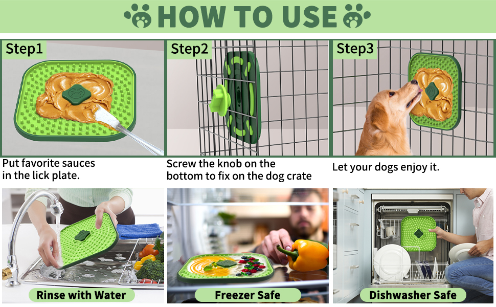 Dog Lick Mat for Dogs Crate, CIICII 2 in 1 Dog Slow Feeder Treat Mat (Large 7.1" Dog Licking Mat ...