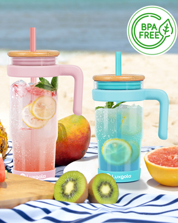 Amazon.com | Luxgola 32 oz Glass Tumbler with Handle, Iced Coffee Cup ...