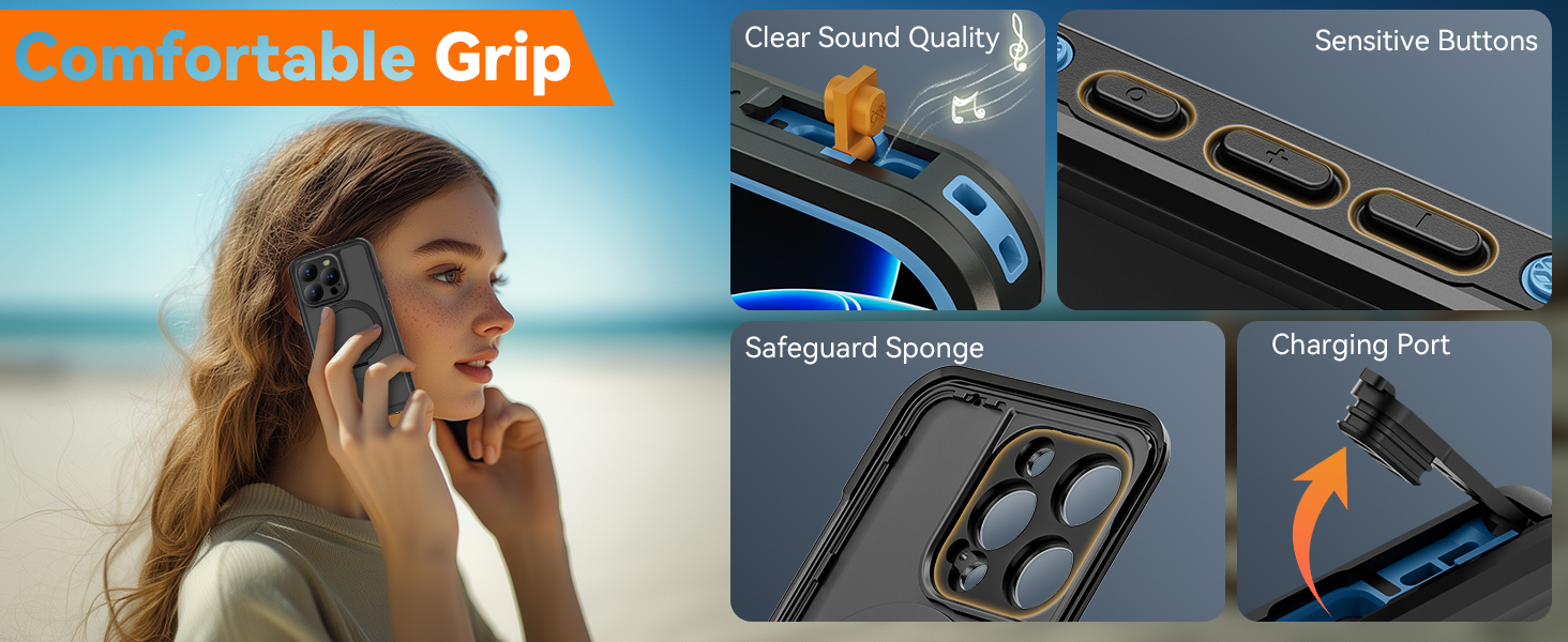 Amazon.com: Oterkin Waterproof for iPhone 16 Pro Max Case fit for Magsafe[IP68 Underwater ...