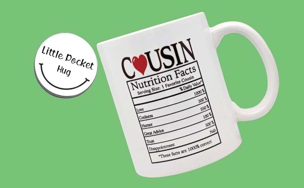 Amazon.com: ZomefinKiu Funny Cousin Mug 11 Ounce Ceramic, Cousin Pocket Hug Token, Birthday ...