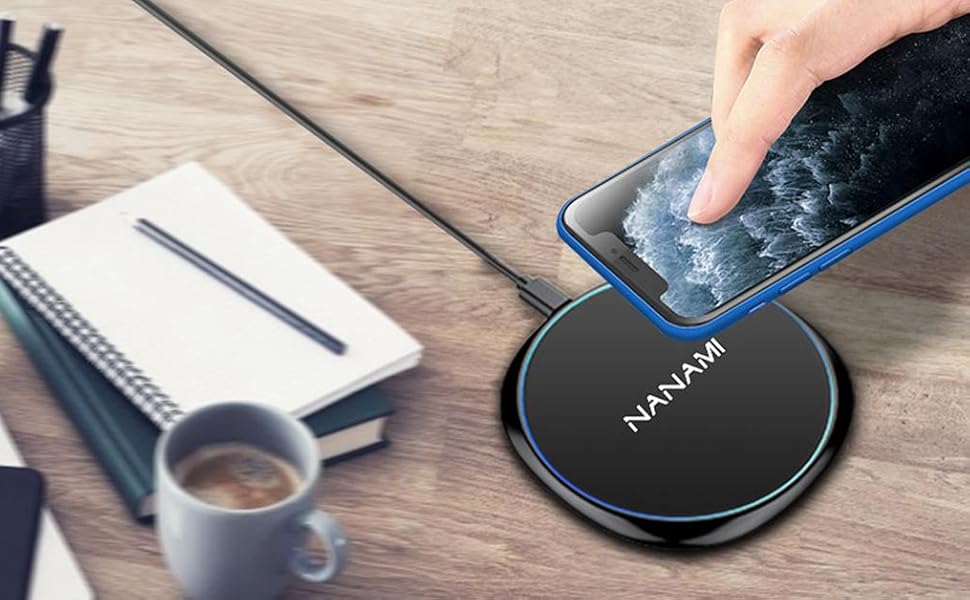 NANAMI 10W Fast Wireless Charger, Qi Charging Pad with Adapter for iPhone 16/15 Pro Max/14 Plus ...