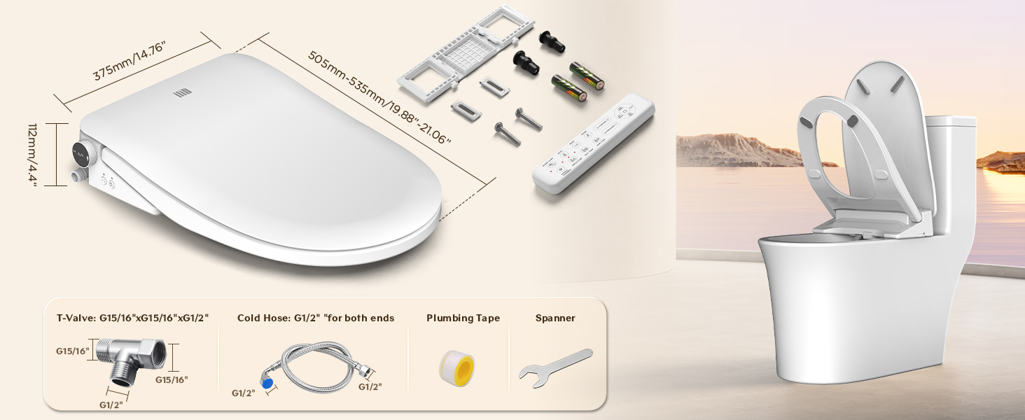 iliD Smart Max Bidet Toilet Seat, Electric Elongated Ecoseat with Four Cleaning Modes, Auto Open ...