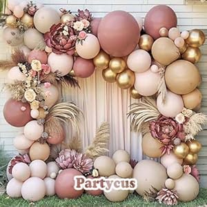 Amazon.com: Dusty Rose Balloon Garland Double Stuffed Mauve Pink Cream White Sand Tan Balloon ...