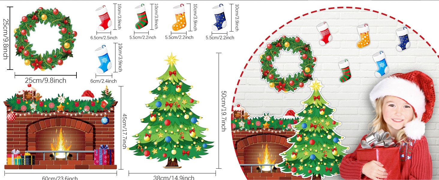 Amazon.com: Christmas Bulletin Board Set Christmas Tree Fireplace ...