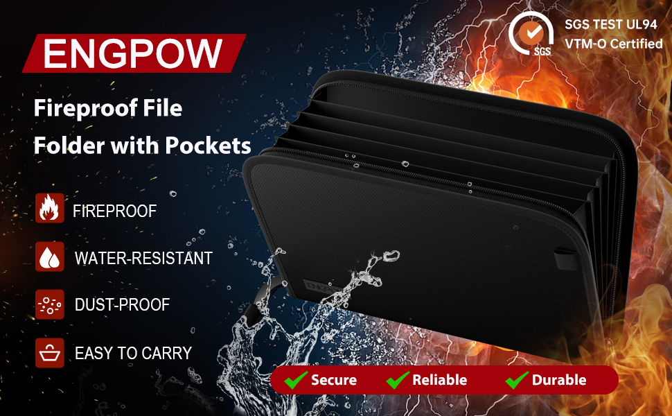 Amazon.com : ENGPOW Expanding File Folder with Multi-Function Pockets,Fireproof File Organizer ...