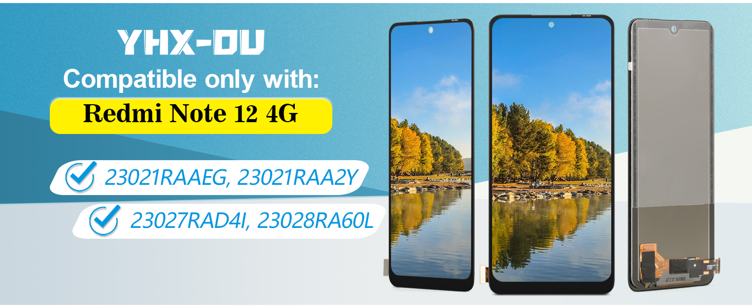 YHX-OU 6.67" Noir Kit Écran LCD pour Xiaomi Redmi Note 12 4G 23021RAAEG 23021RAA2Y 23028RA60L ...