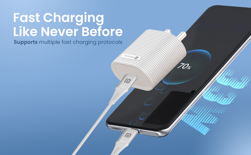 Portronics Adapto 33G 33W GaN Type C PD Port Fast Wall Charger Comes with 60W Nylon Braided Type ...