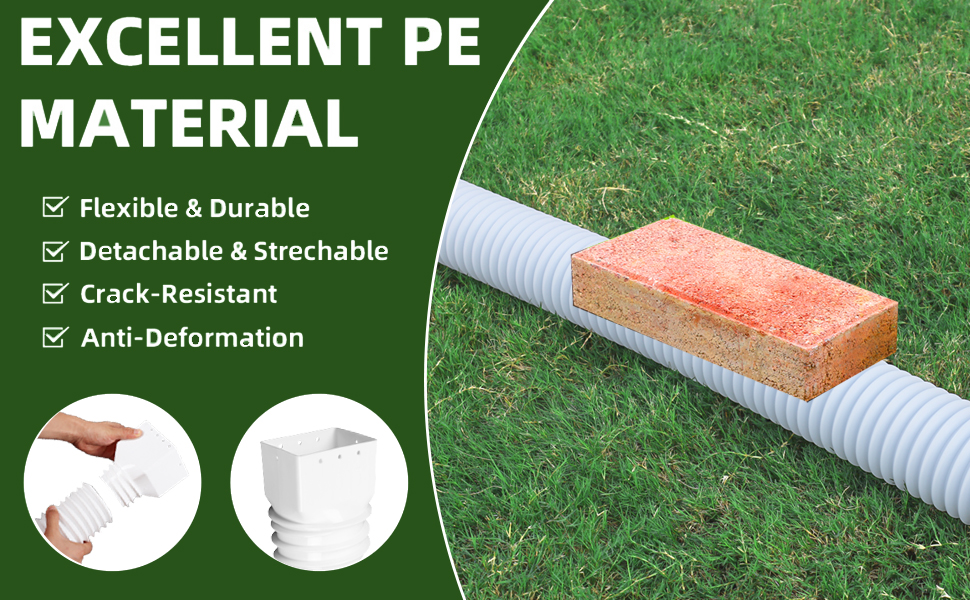 2 Pack Rain Gutter Downspout Extensions, Upgraded Flexible Drain Down ...