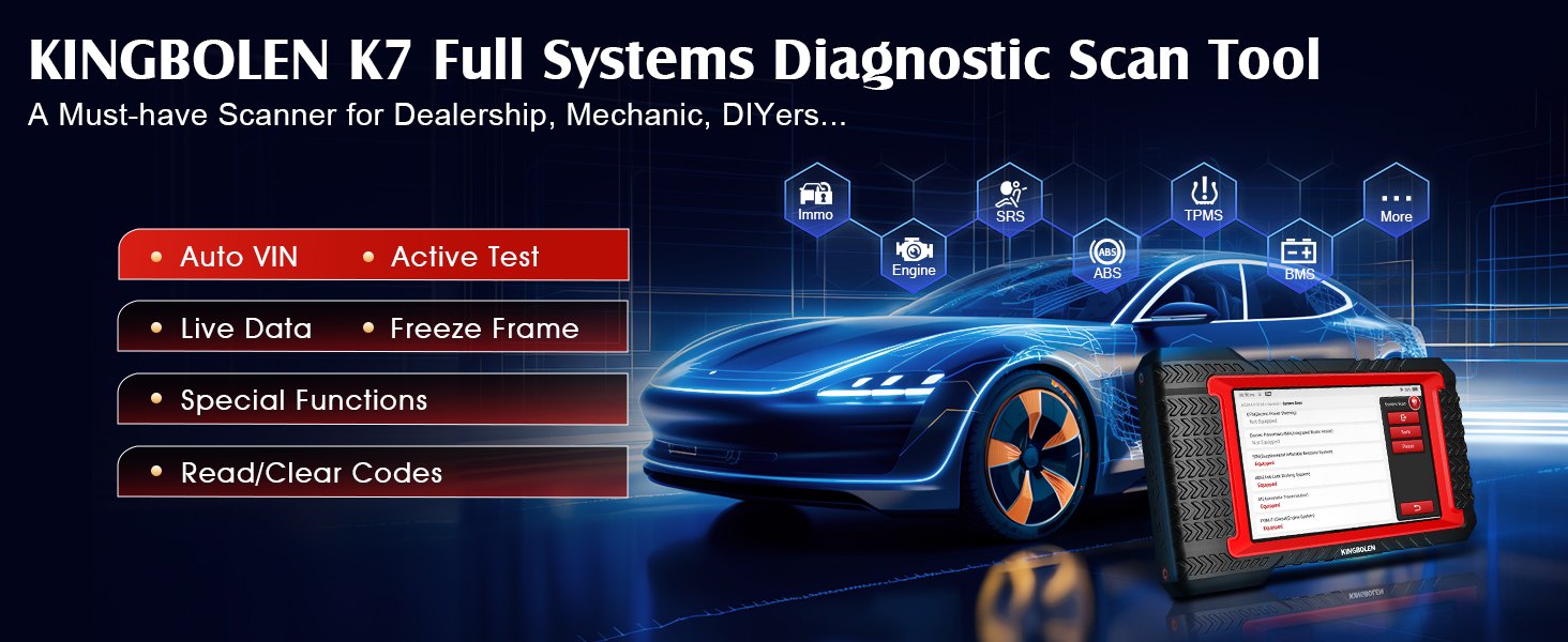 KINGBOLEN K7 Car Diagnostic Tool,OE-Level All System Diagnostic OBD2 Scanner with Bi-Directional ...
