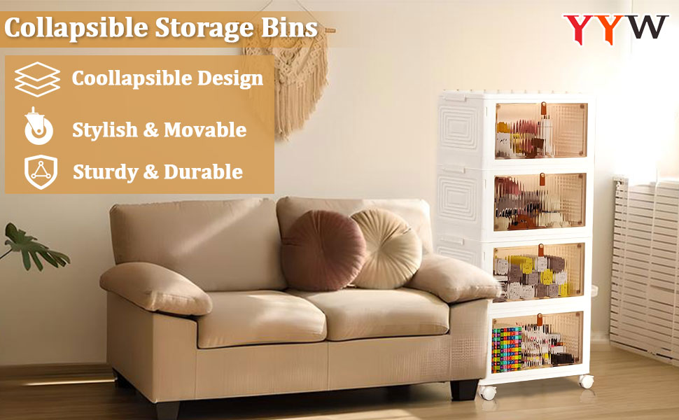 Amazon.com - YYW-4 Tier Collapsible Storage Bins with Wheels and Lid ...