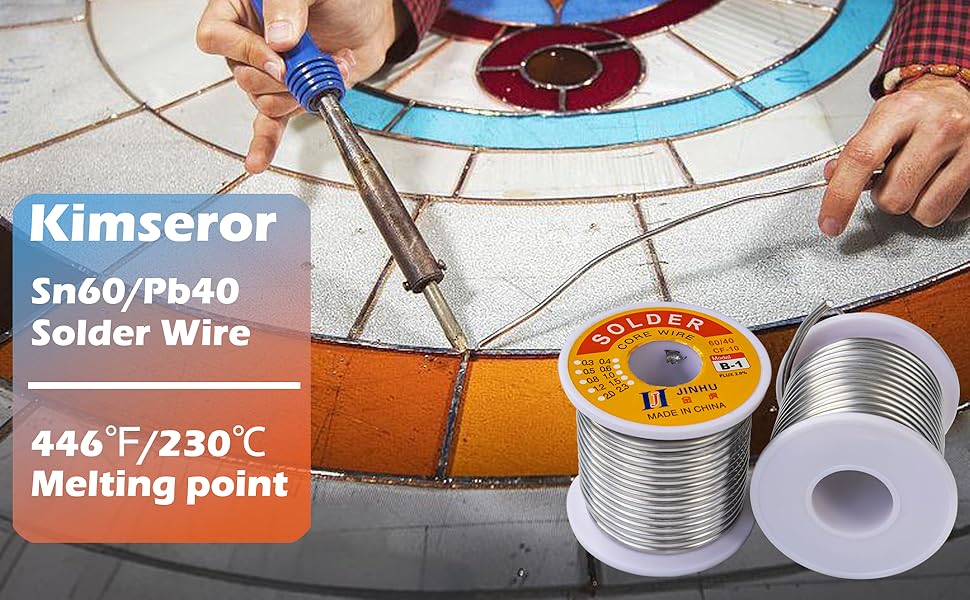 Kimseror 60/40 Solder for Stained Glass Tin Lead Solder Wire 1/8"(3mm) Dia Solid Sn60 Pb40 ...