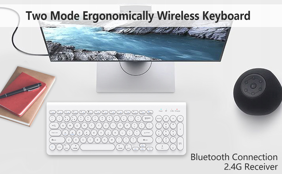 Amazon.com: Wireless Keyboard, 2.4G Full Size Keyboard with Number Pad ...