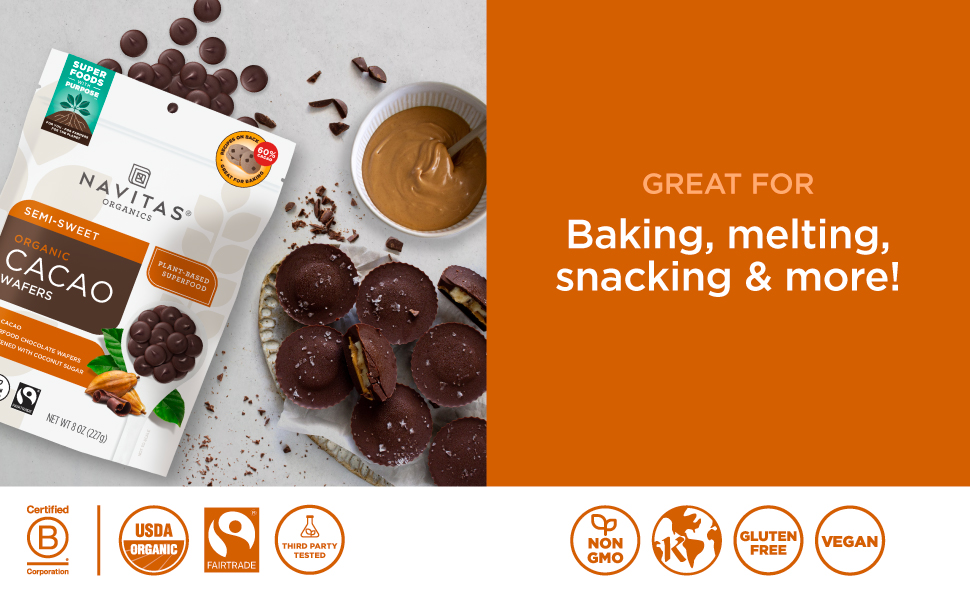 Amazon.com: Navitas Organics Organic Semi Sweet Cacao Wafers, 8 OZ — Organic, Fairtrade, Non-GMO ...