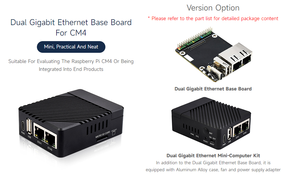 Waveshare Mini Dual Gigabit Ethernet Base Board Mini Computer Compatible With
