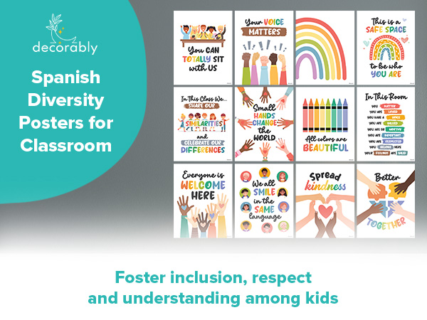 Mua Decorably 12 Diversity Spanish Classroom Posters, 11x14in Matte ...